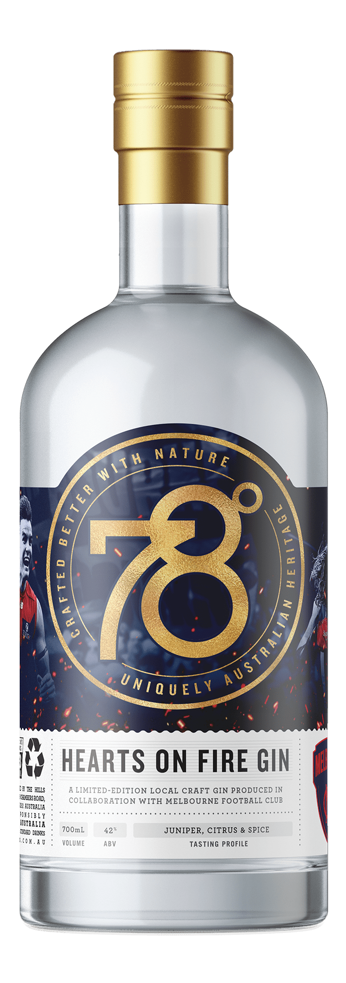 Hearts On Fire Gin Melbourne FC | 78 Degrees Distillery